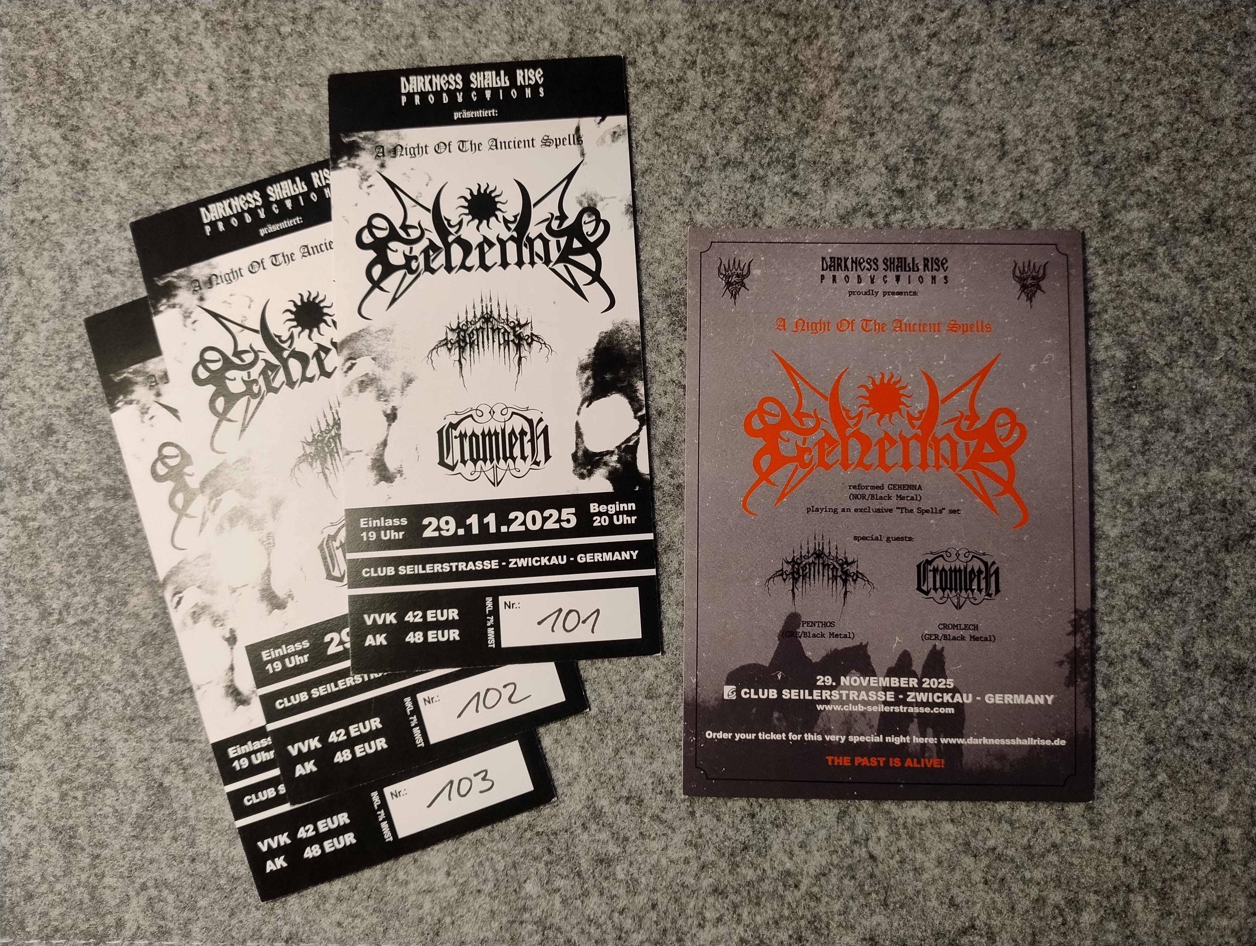 [Biete] - 3 Tickets GEHENNA (Nor) am 29.11.2025 in Zwickau | DEAF ...